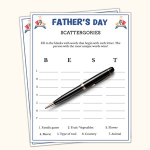 Printable Father's Day Scattergories Game - Printable Father's Day Game ...