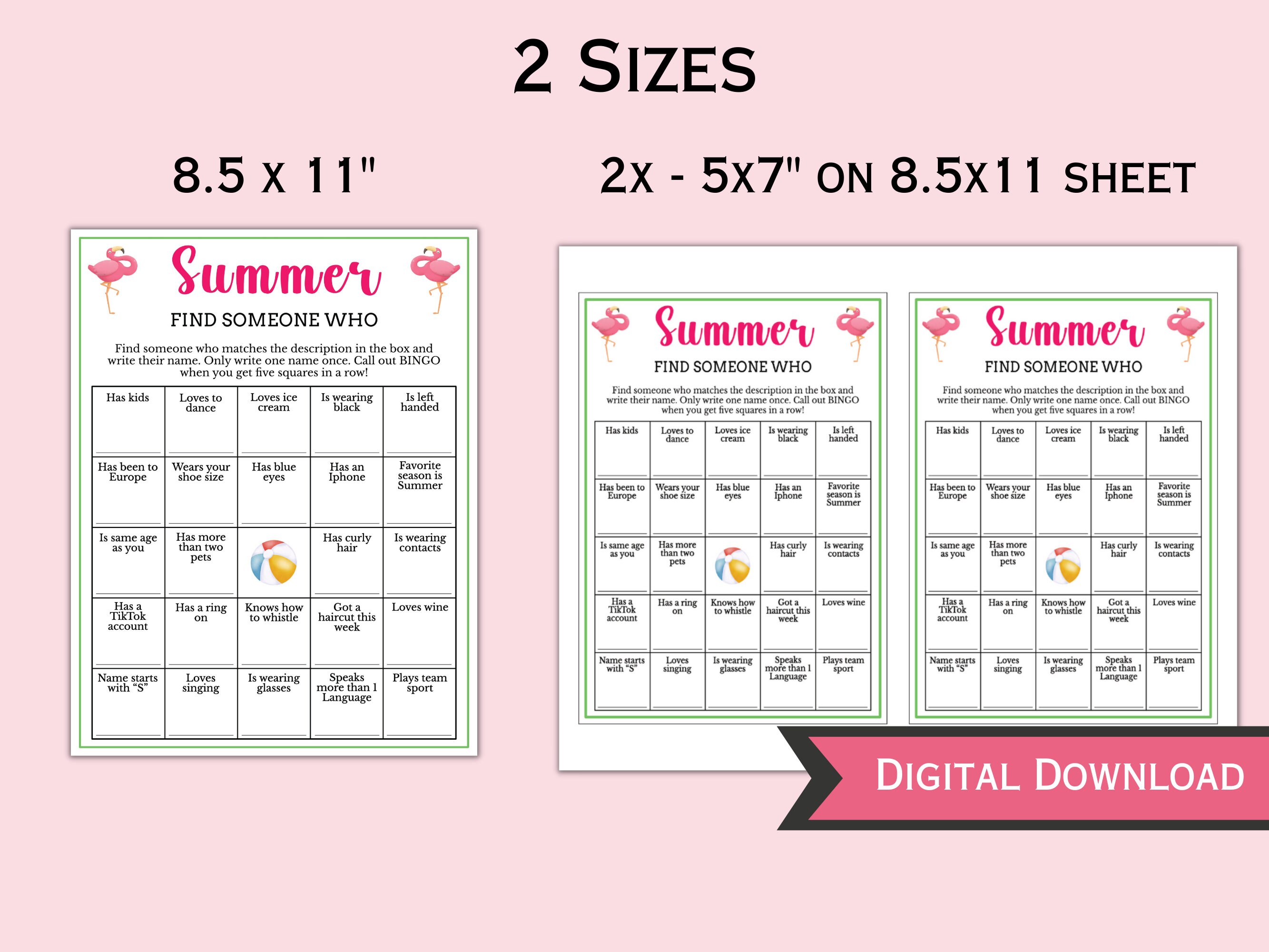 Find Someone Who - Summer Find the Guest Bingo - Printable Summer Party ...