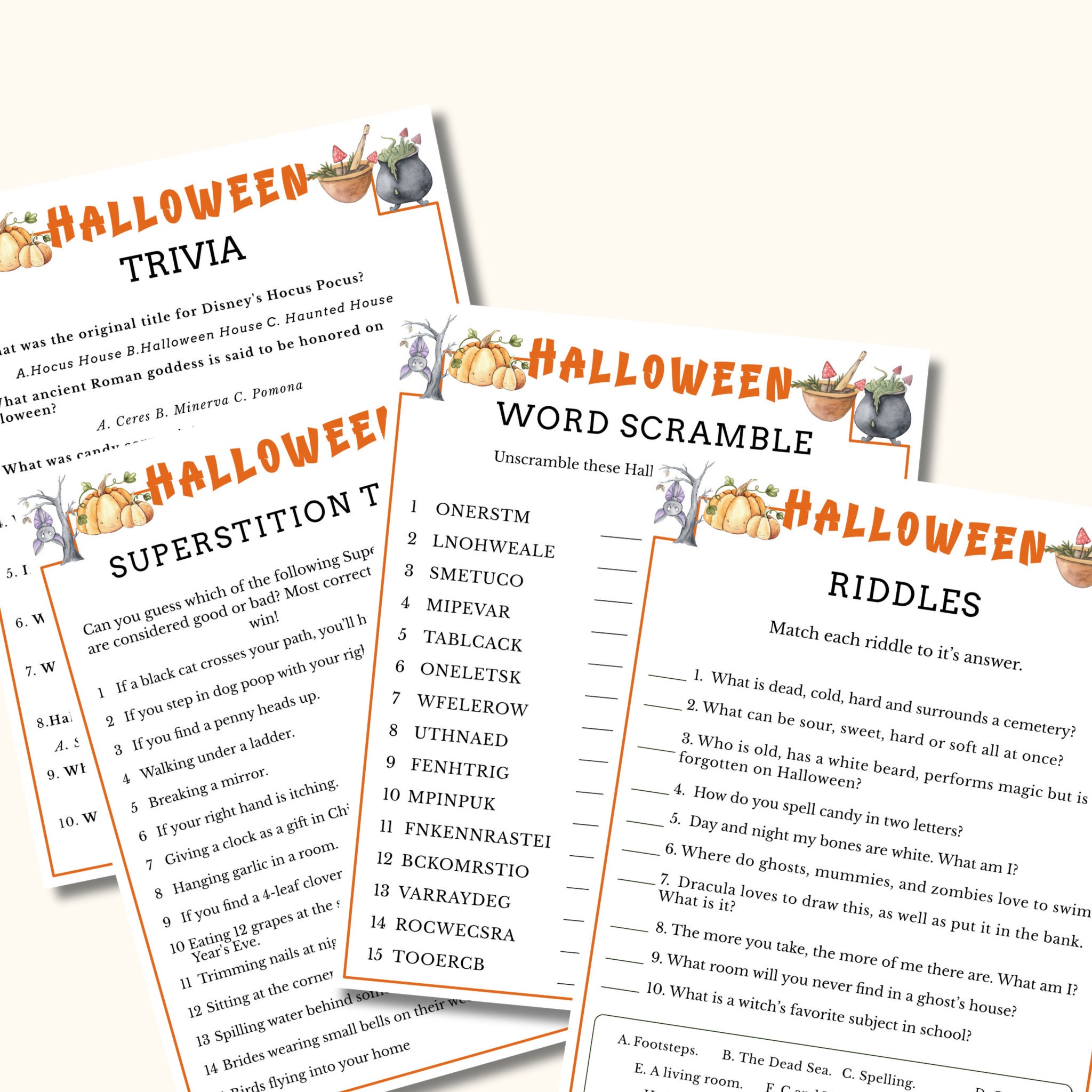 15 Halloween Party Game Bundle Printable for Kids and Adults ...