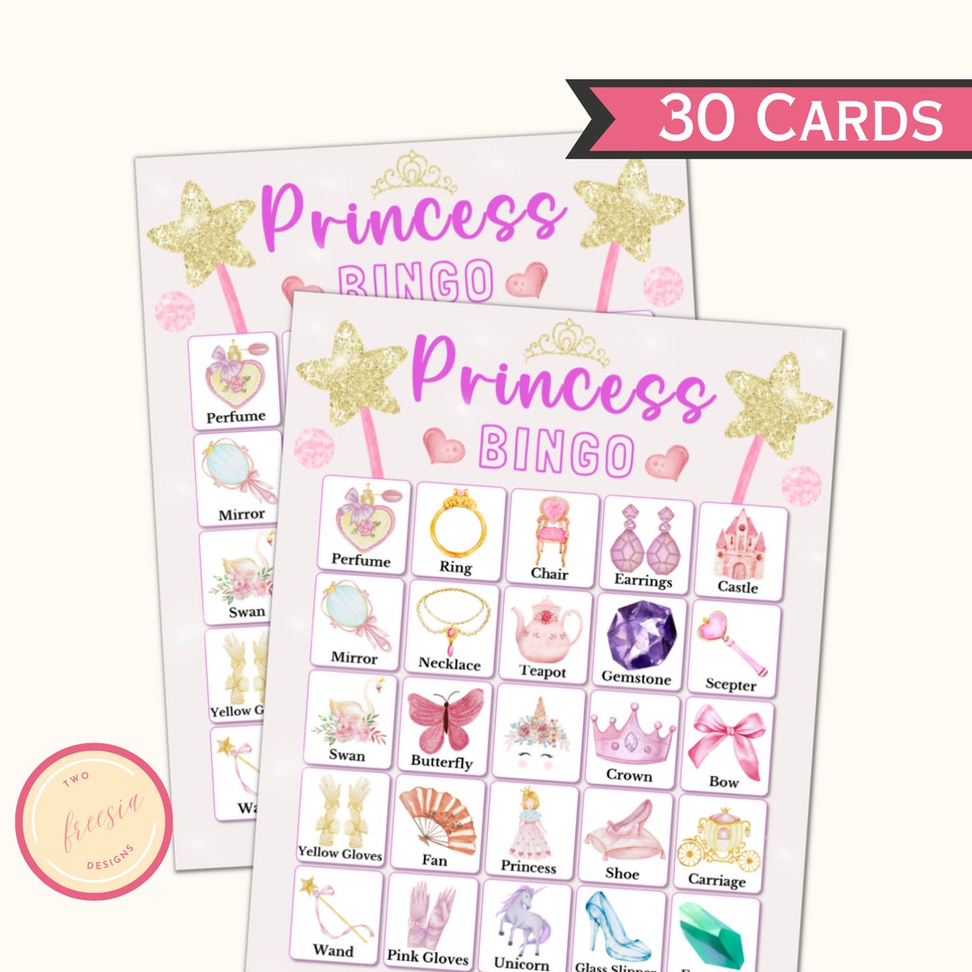 Princess Bingo Game - Printable Princess Bingo for Girls Birthday ...