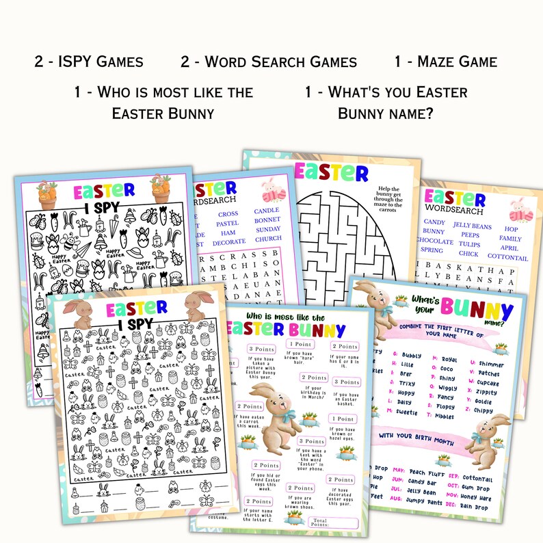 Easter Game Bundle - Easter Printable Games for Kids & Adults - Easter ...