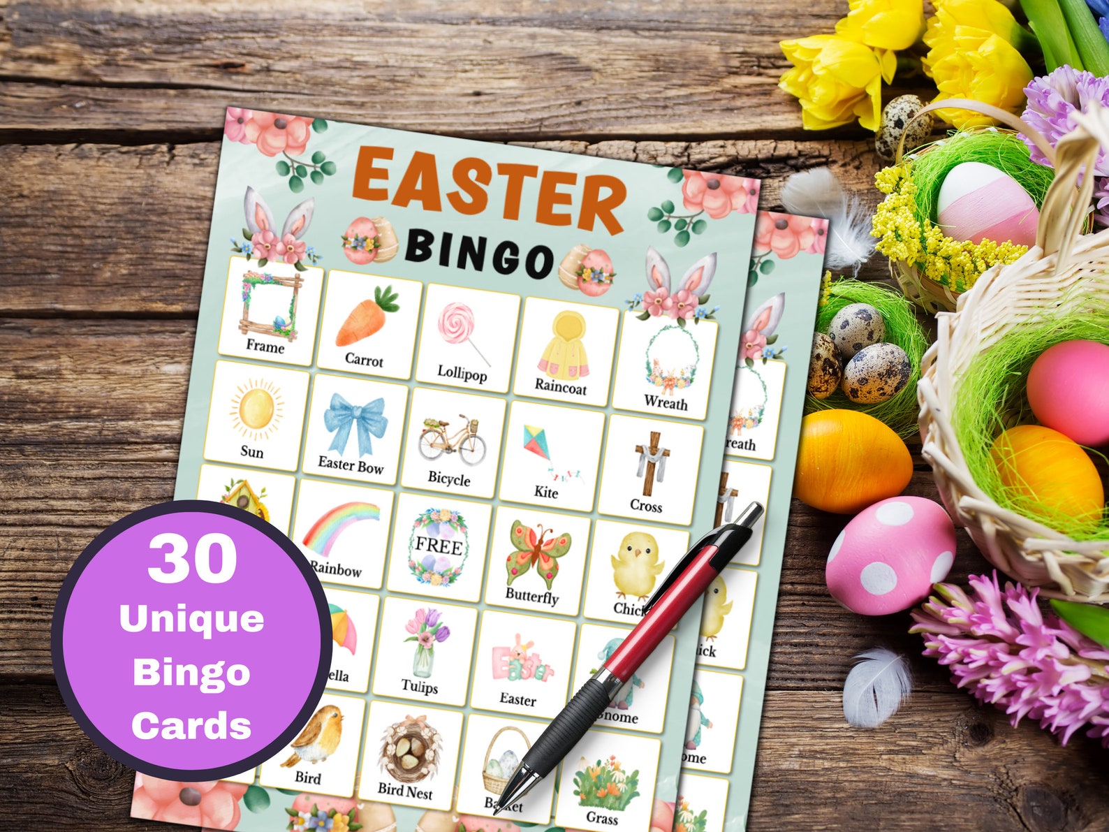 Easter Bingo Game Printable Easter Activity for Kids and Adults Easter ...