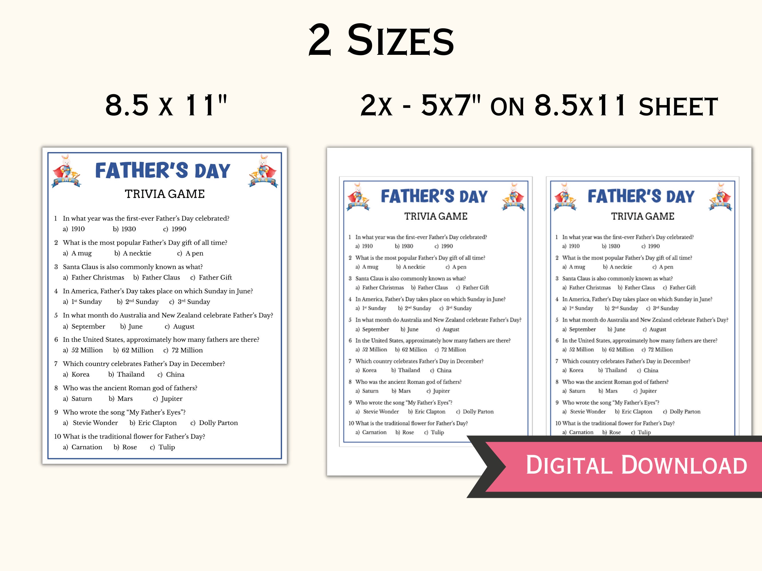 Father's Day Trivia Game - Printable Father's Day Game - Happy Father's ...