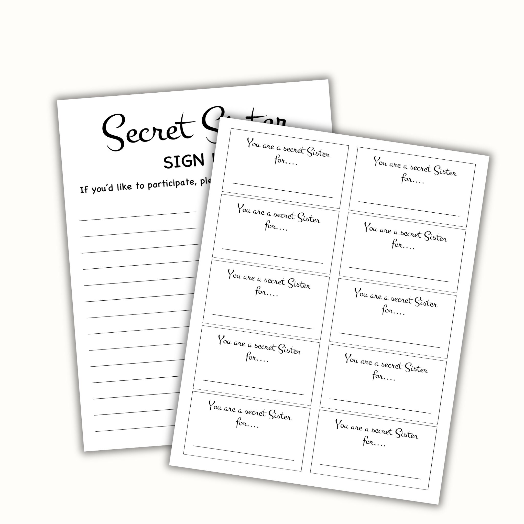 Secret Sister Questionnaire Editable Template - All About Me Survey ...