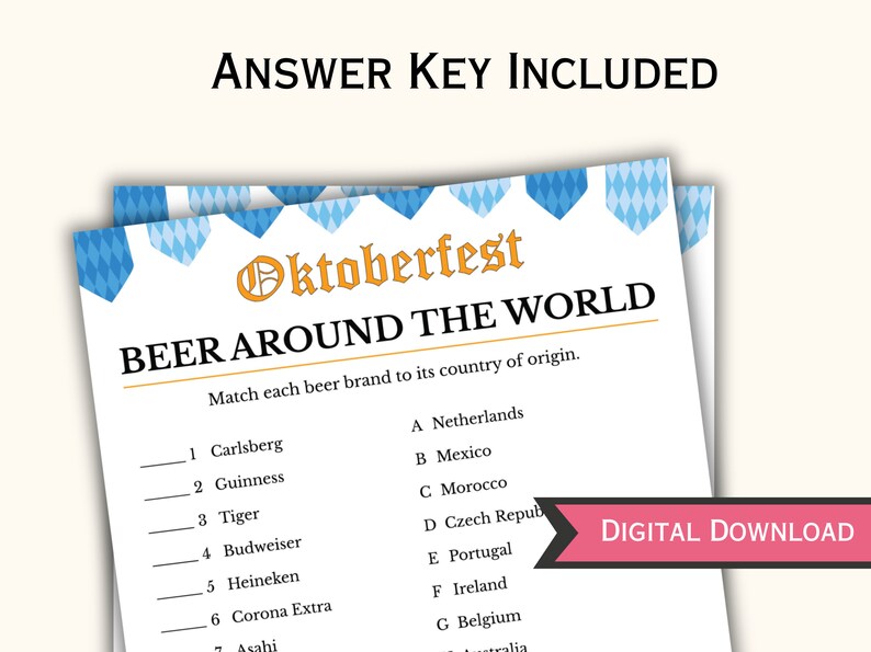 Beer Around the World Printable Oktoberfest Party Game - Etsy