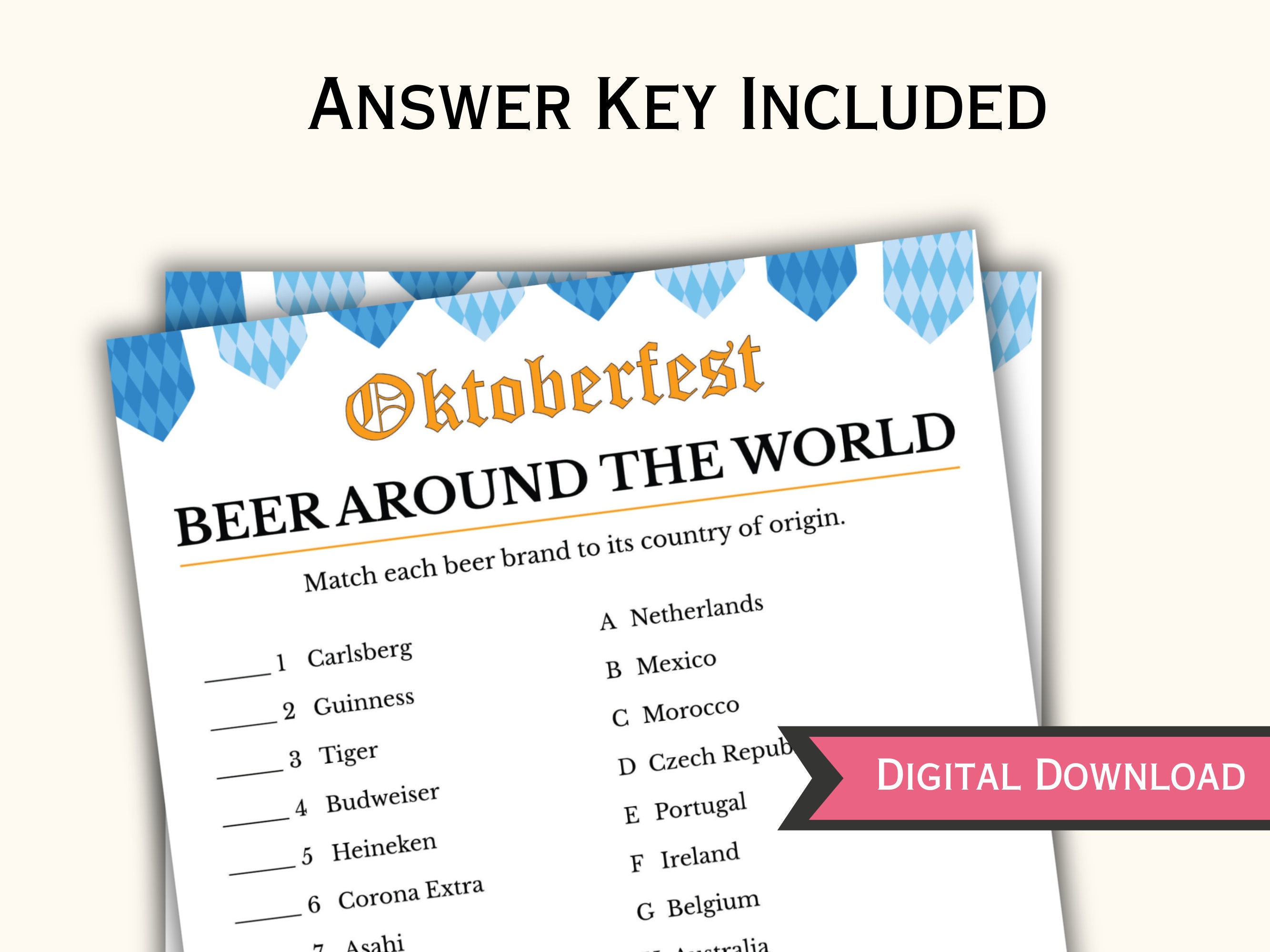 Beer Around the World - Printable Oktoberfest Party Game - Beer ...