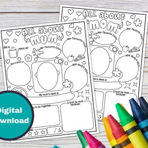 All About Mom/mum - Fill in the Blank Activity Page - Printable DIY ...