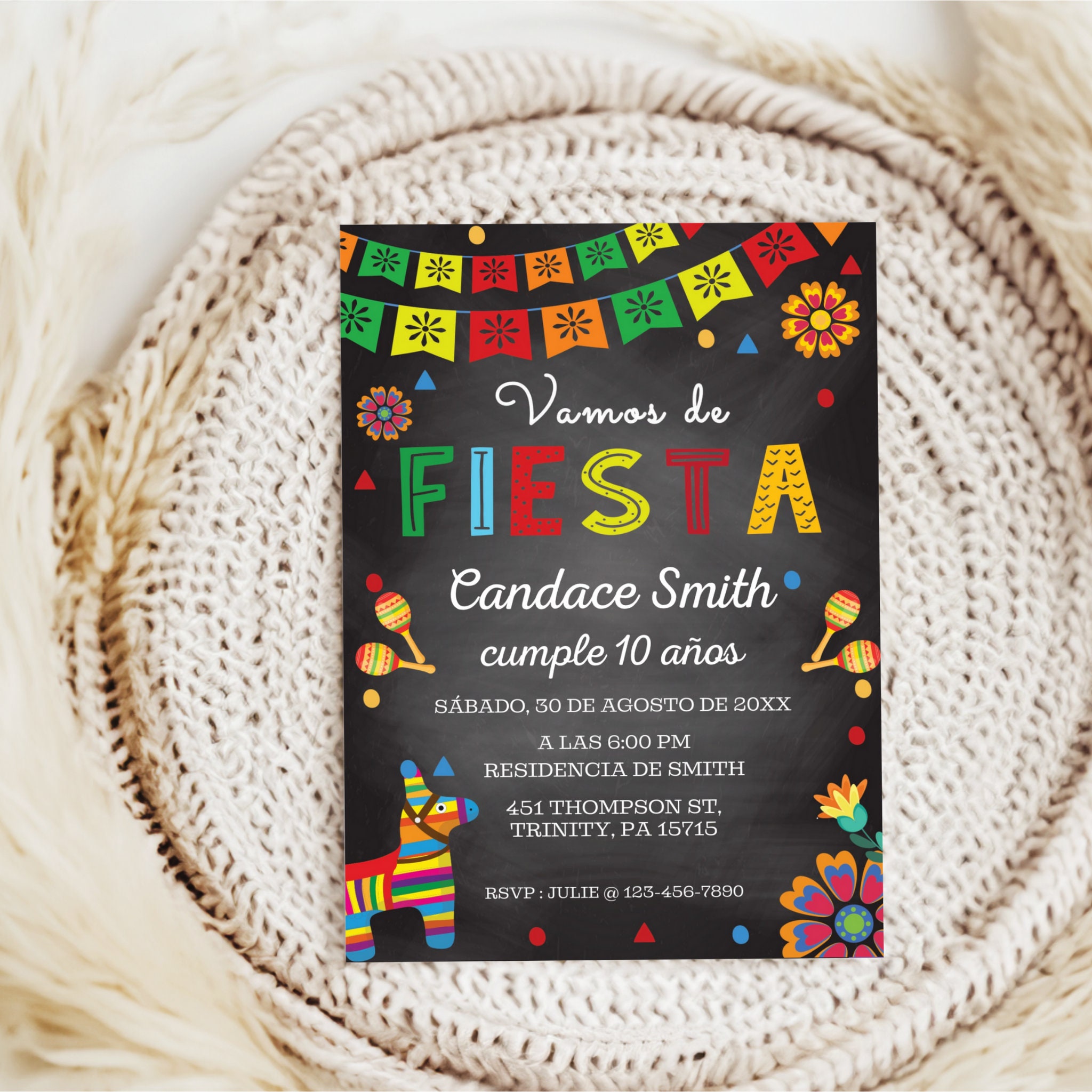 Vamos De Fiesta Party Invitations Spanish Birthday Editable Any Age ...