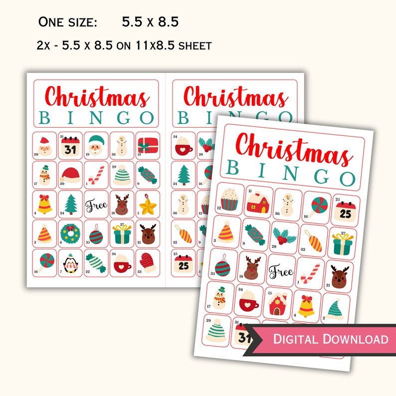 30 Christmas Bingo Cards - Printable Christmas Games for Kids and ...