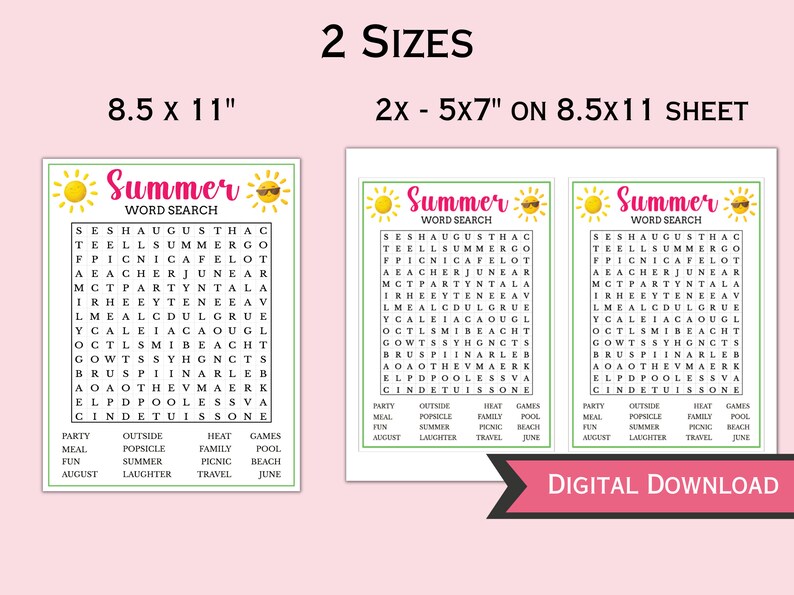 Summer Word Search Game - Pool Party, Beach Games and Activities for ...