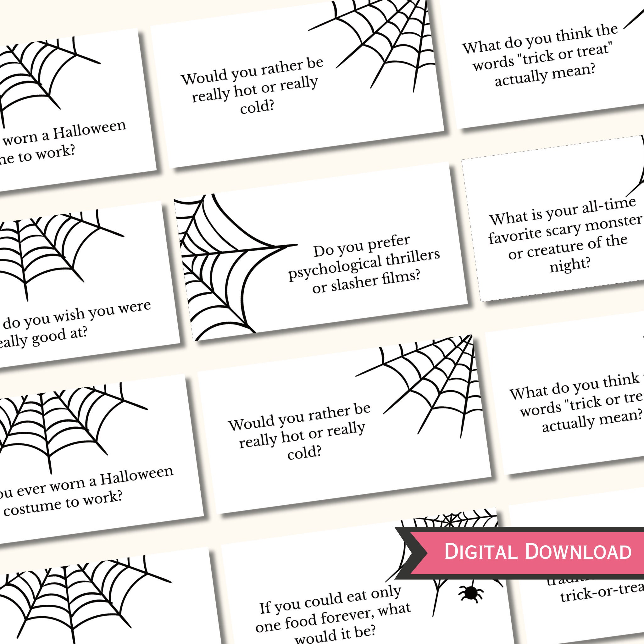 Printable Halloween Conversation Starters Cards - Halloween Icebreaker ...