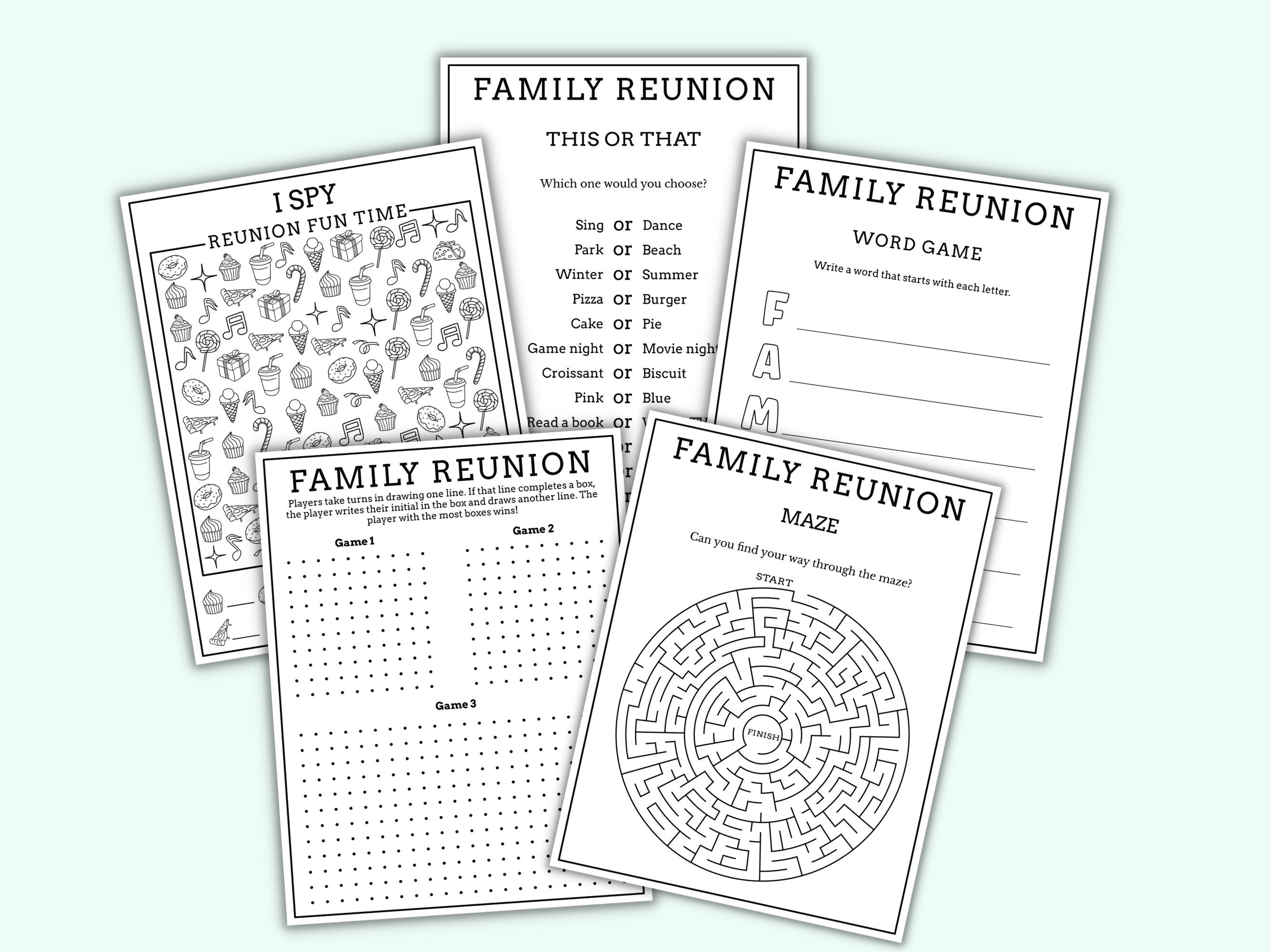 17 Family Reunion Game and Activity Bundle for Kids Printable Family ...
