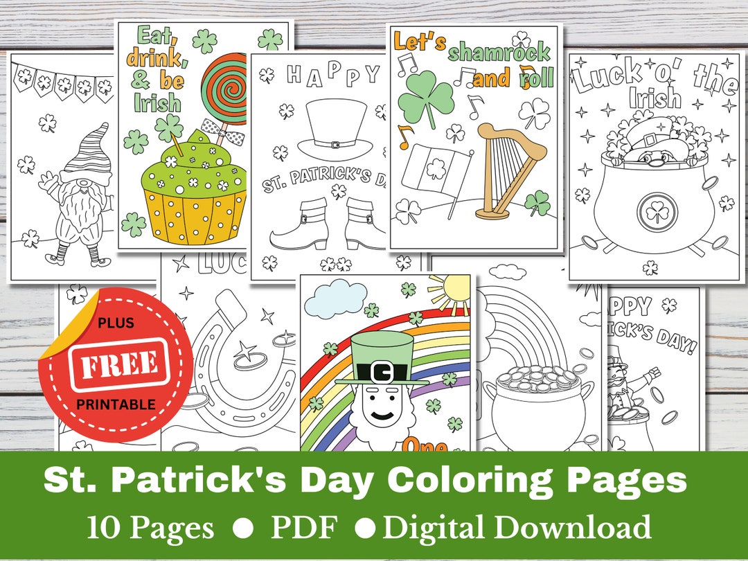 Printable St. Patrick's Day Coloring Pages for Kids Party Activity ...
