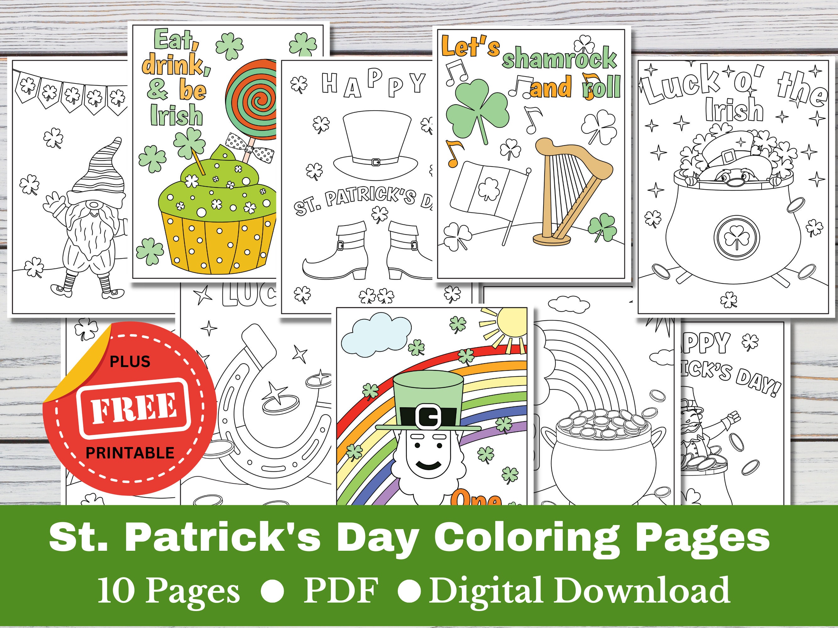 Printable St. Patrick's Day Coloring Pages for Kids Party Activity ...