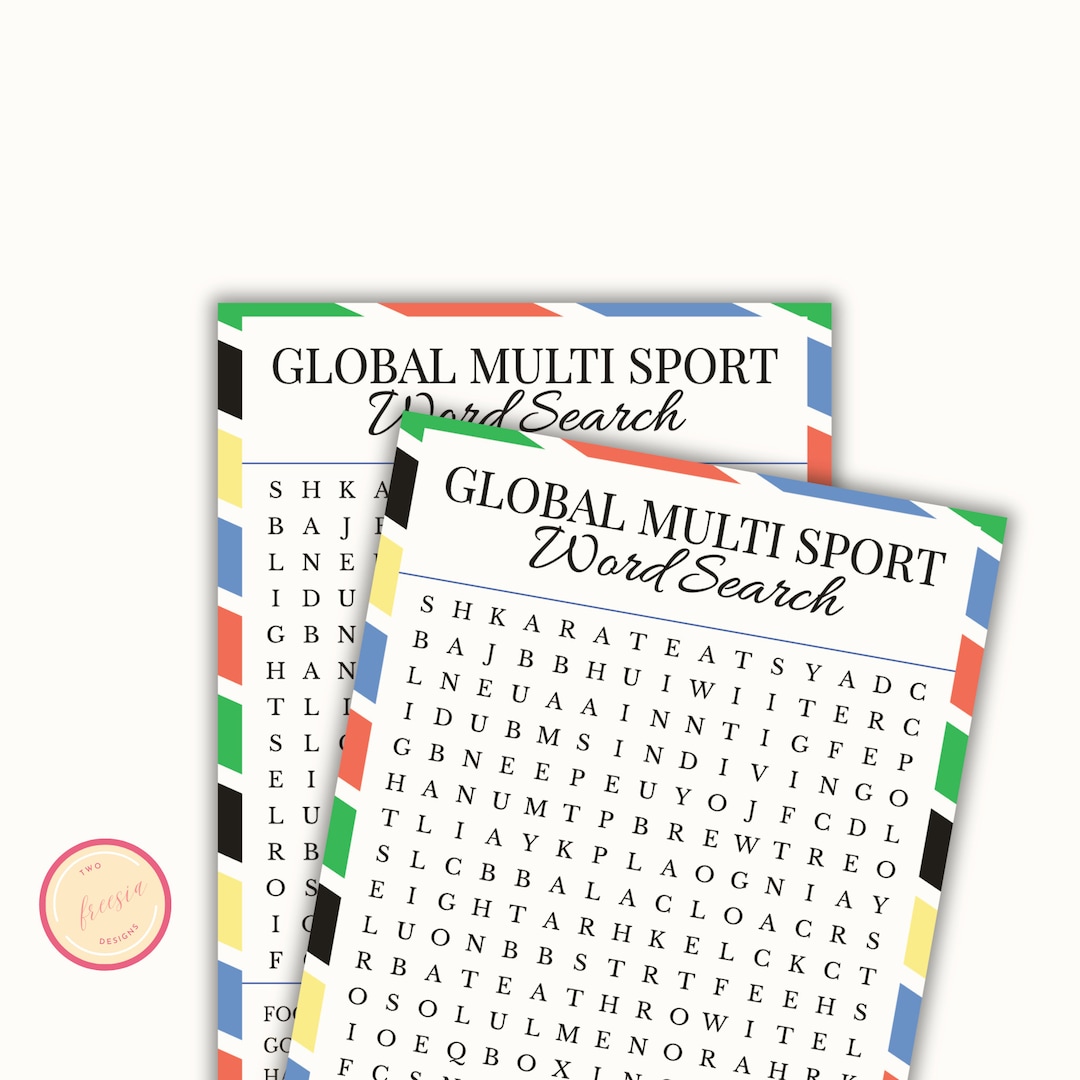 Summer Sports Word Search Printable Game Global Games USA Sports Themed ...