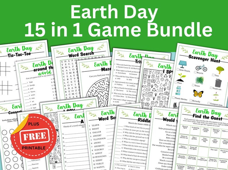 Printable Earth Day Game Bundle for Kids and Adults Game for - Etsy