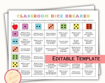 Dicebreaker Roll and Tell Game, Back to School, Icebreaker Activity for ...
