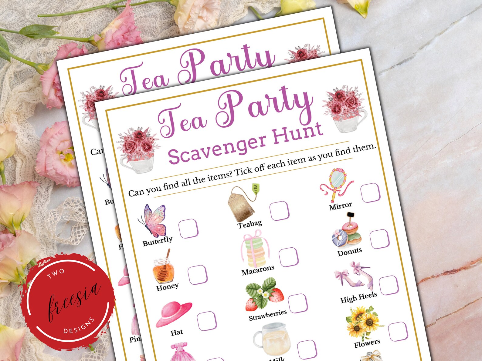 Tea Party Scavenger Hunt - Printable Tea Party Treasure Hunt for Kids ...