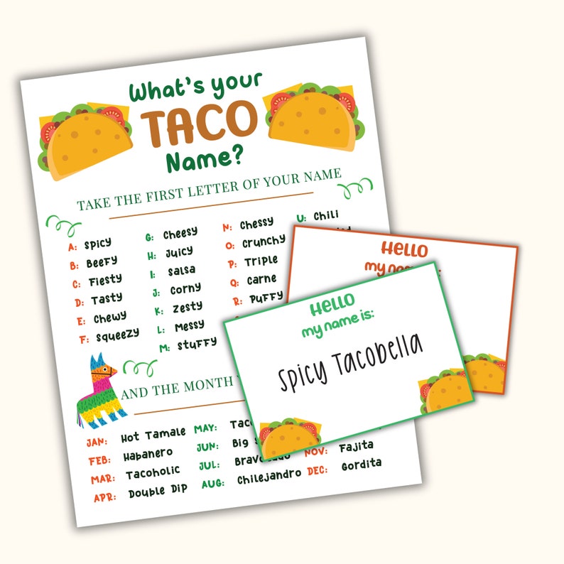 What's Your Taco Name - Mexican Fiesta Game for Kids, Teens & Adults ...