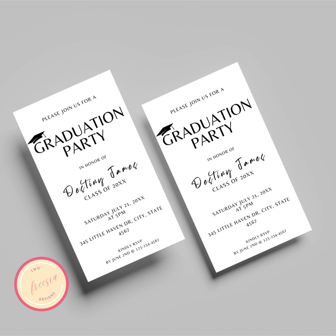 Modern Graduation Party Invitation Insert Card Small Grad Invitation ...