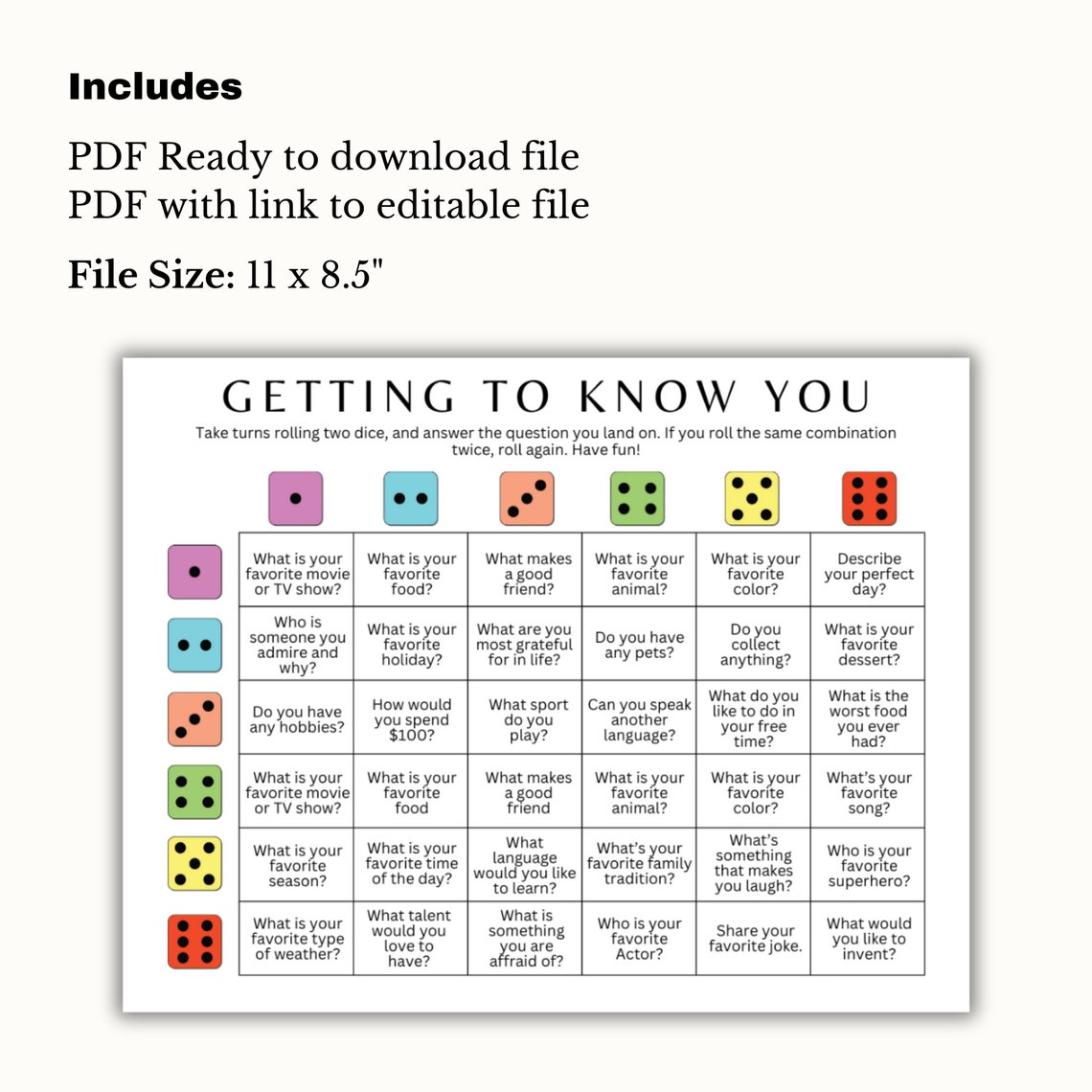 Roll and Tell Dicebreaker Game - Get to Know You Dice - Back to School ...