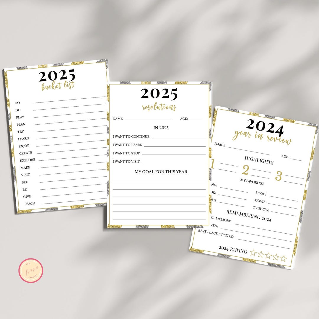 New Year's Printables, 2024 Year in Review, 2025 Resolutions, 2025 ...