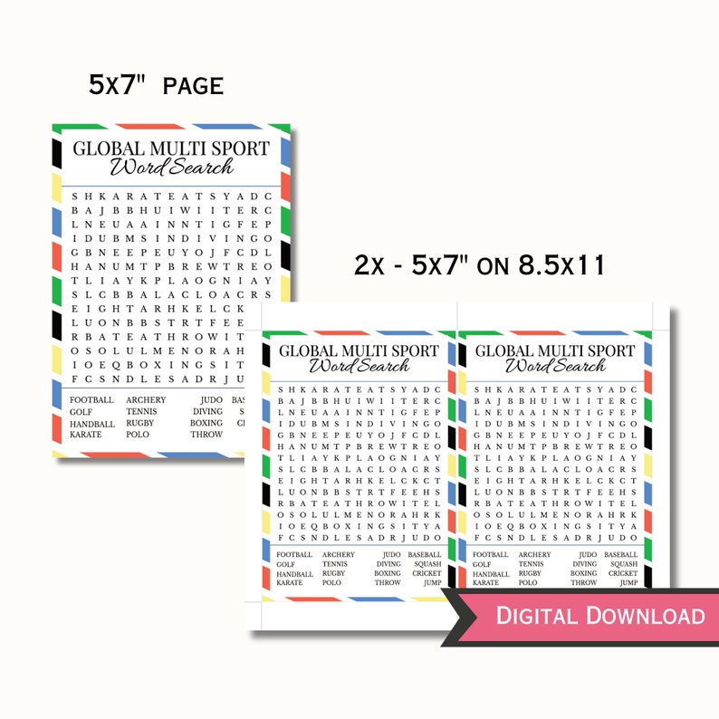 Summer Sports Printable Games - Global Games - USA Sports Themed ...