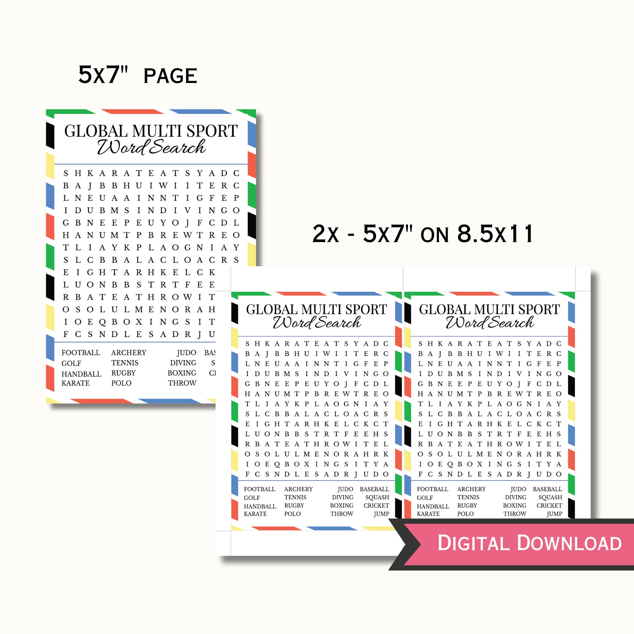 Summer Sports Printable Games - Global Games - USA Sports Themed ...