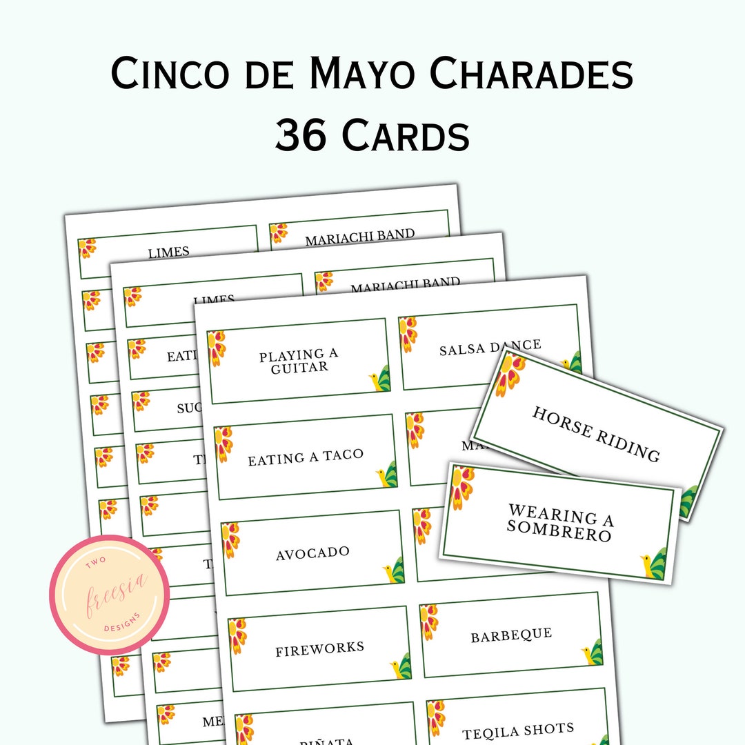Cinco De Mayo Games Charades Game Mexican Fiesta Game for Kids, Adults ...