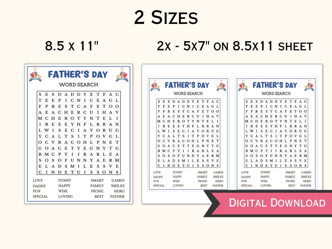 Printable Father's Day Word Search Game Grandpa Father's Day Game ...