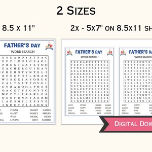 Printable Father's Day Word Search Game - Grandpa Father's Day Game ...