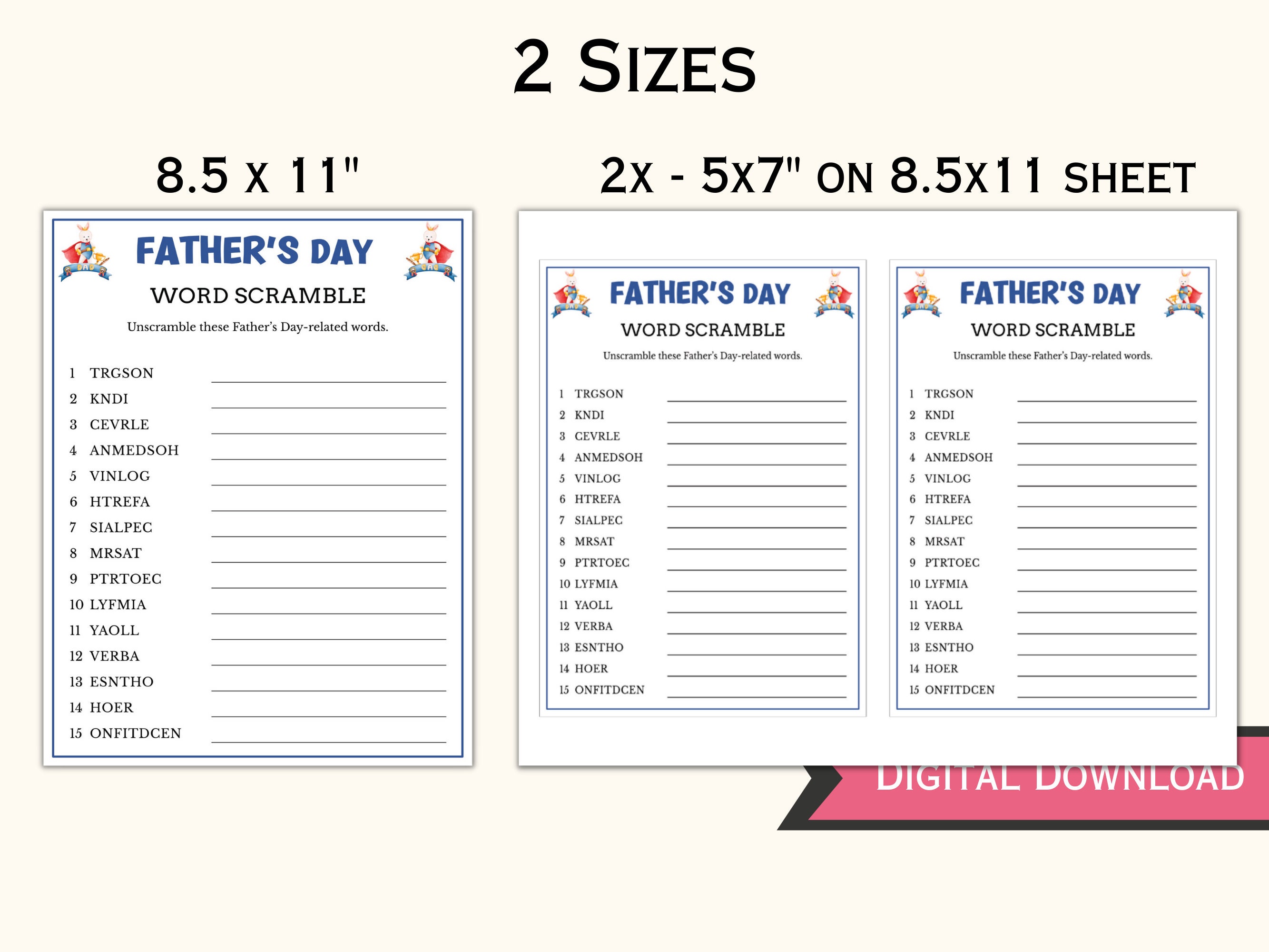 Father's Day Word Scramble Game - Printable Father's Day Games ...