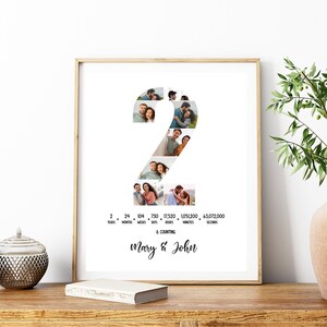 Number 2 Collage for Anniversary or Birthday - 2 Year Gift for ...