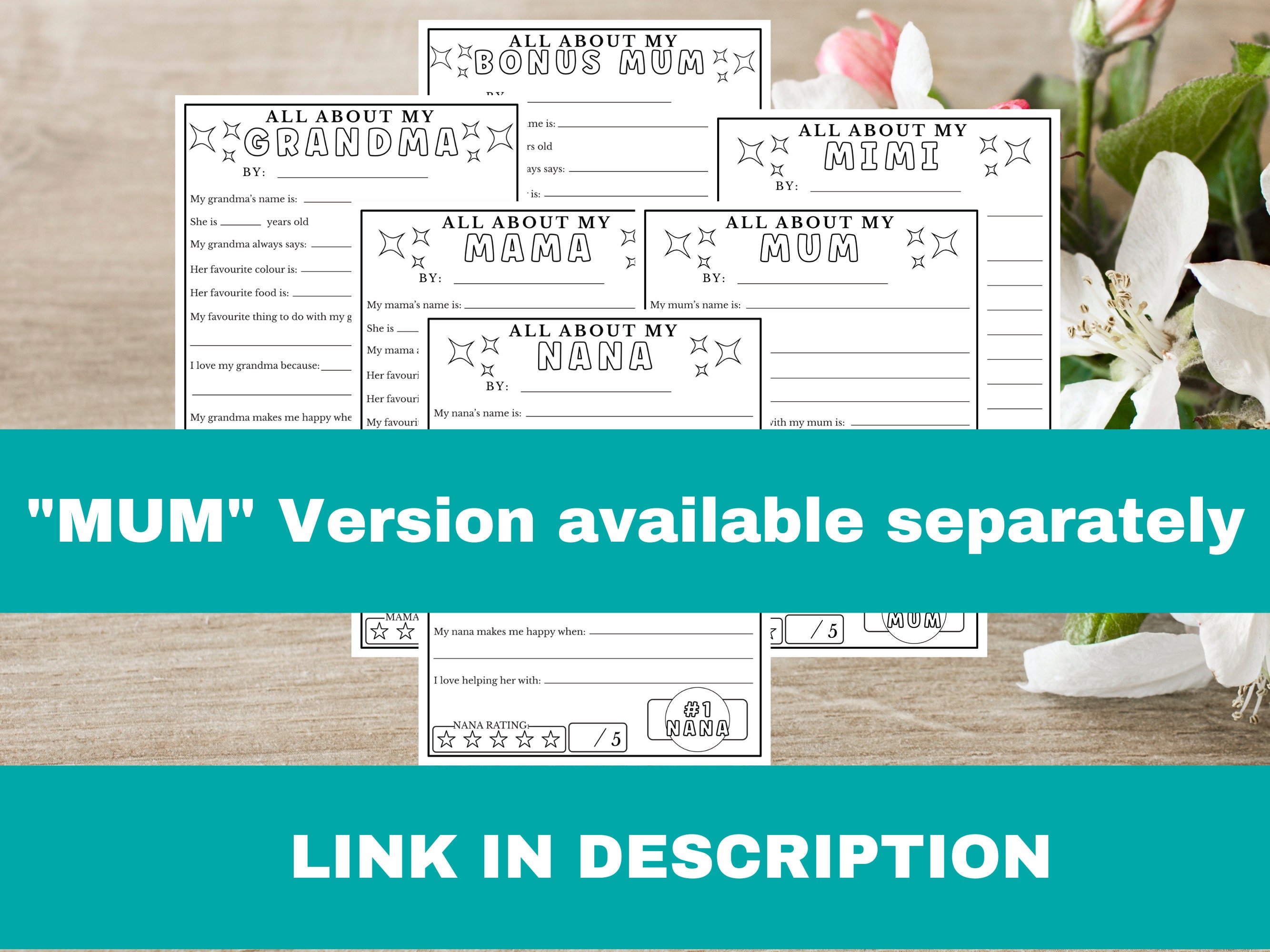 All About My Mom Grandma Mimi Nana Bonus Mom Mama Fill - Etsy