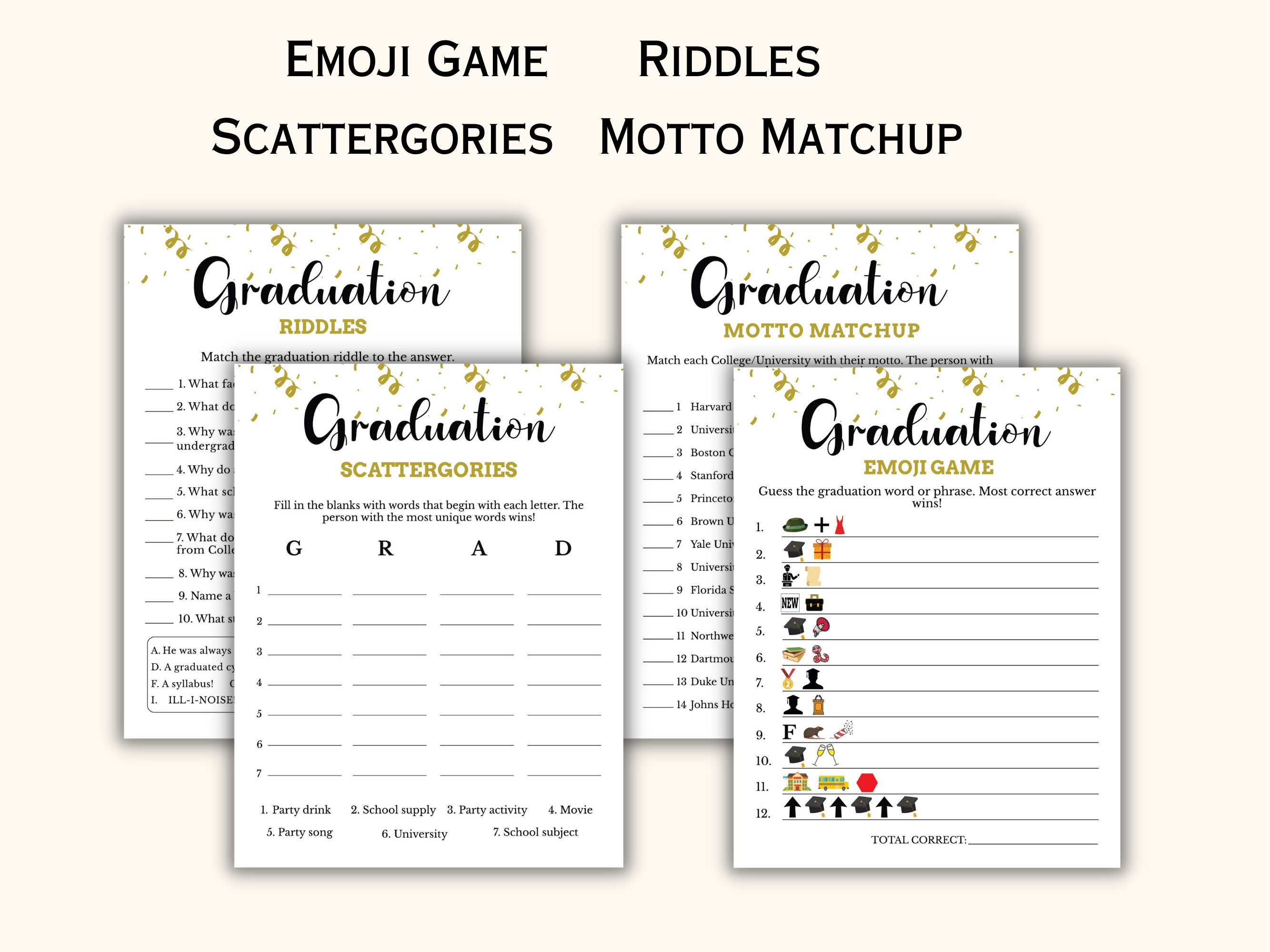 2025 Graduation Games - 14 Printable Graduation Party Games Bundle ...