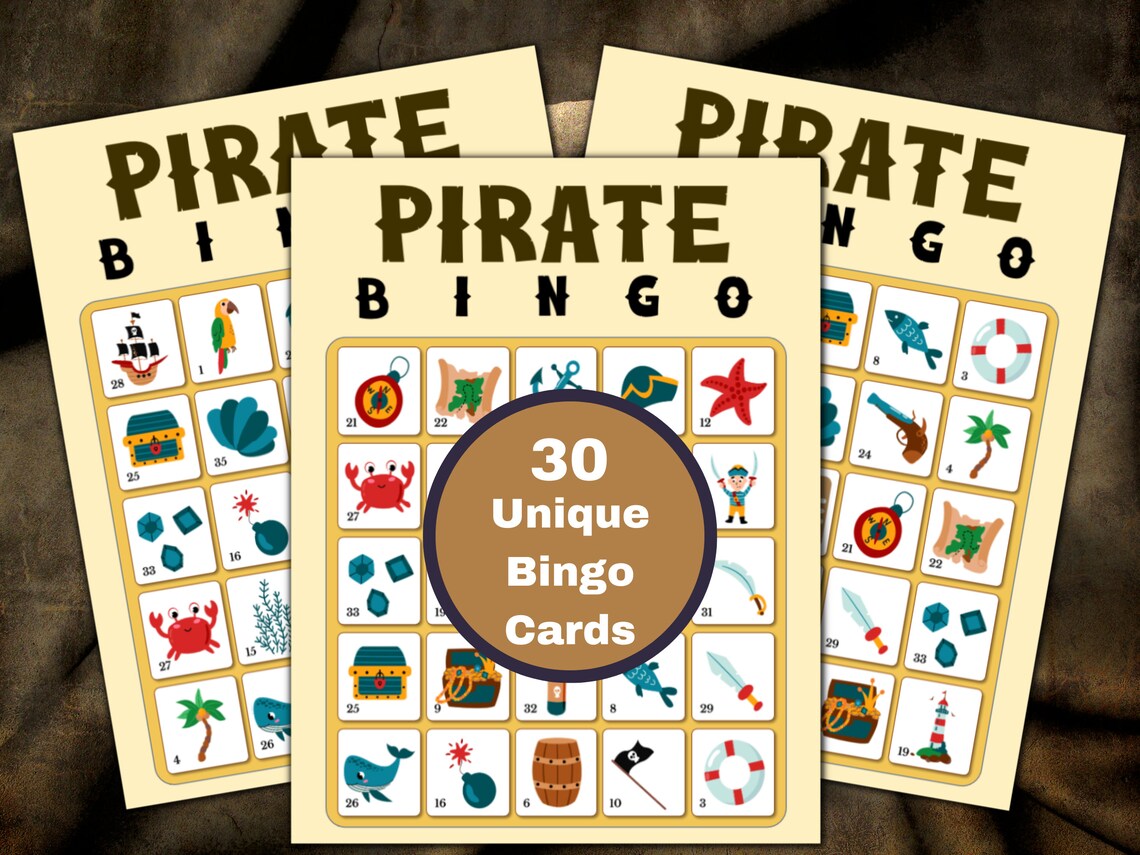 Pirate Bingo Cards Printable Pirate Bingo Cards for Kids Birthday Party ...