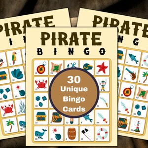Pirate Bingo Cards - Printable Pirate Bingo Cards for Kids Birthday ...