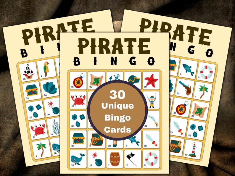 Pirate Bingo Cards Printable Pirate Bingo Cards for Kids Birthday Party ...
