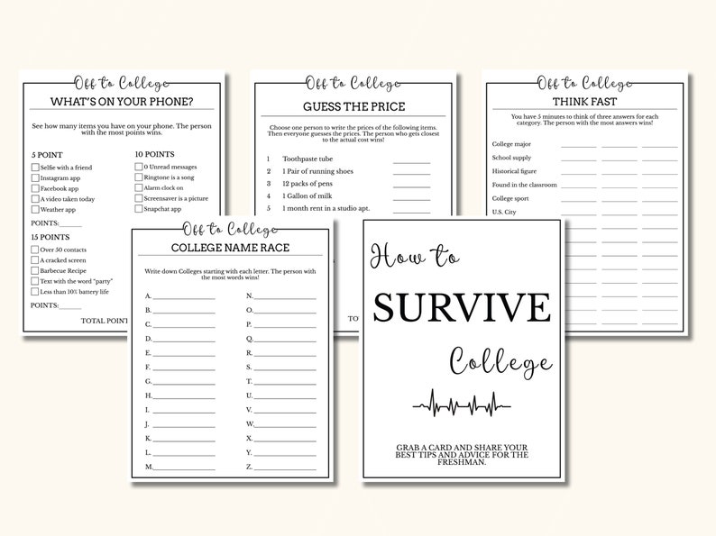 College Going Away Party Games - 10 Printable College Trunk Party Games ...