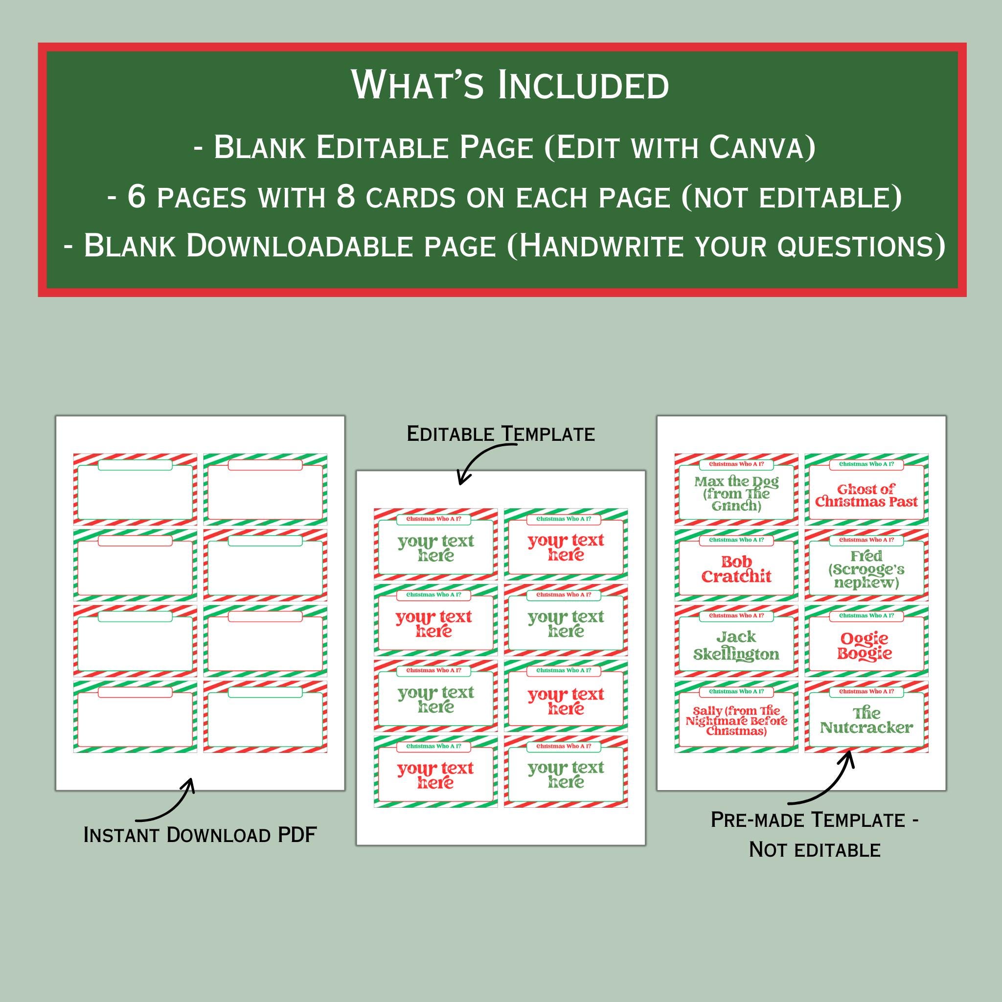 Christmas Who Am I? Game, Printable Holiday Game, Family Christmas ...