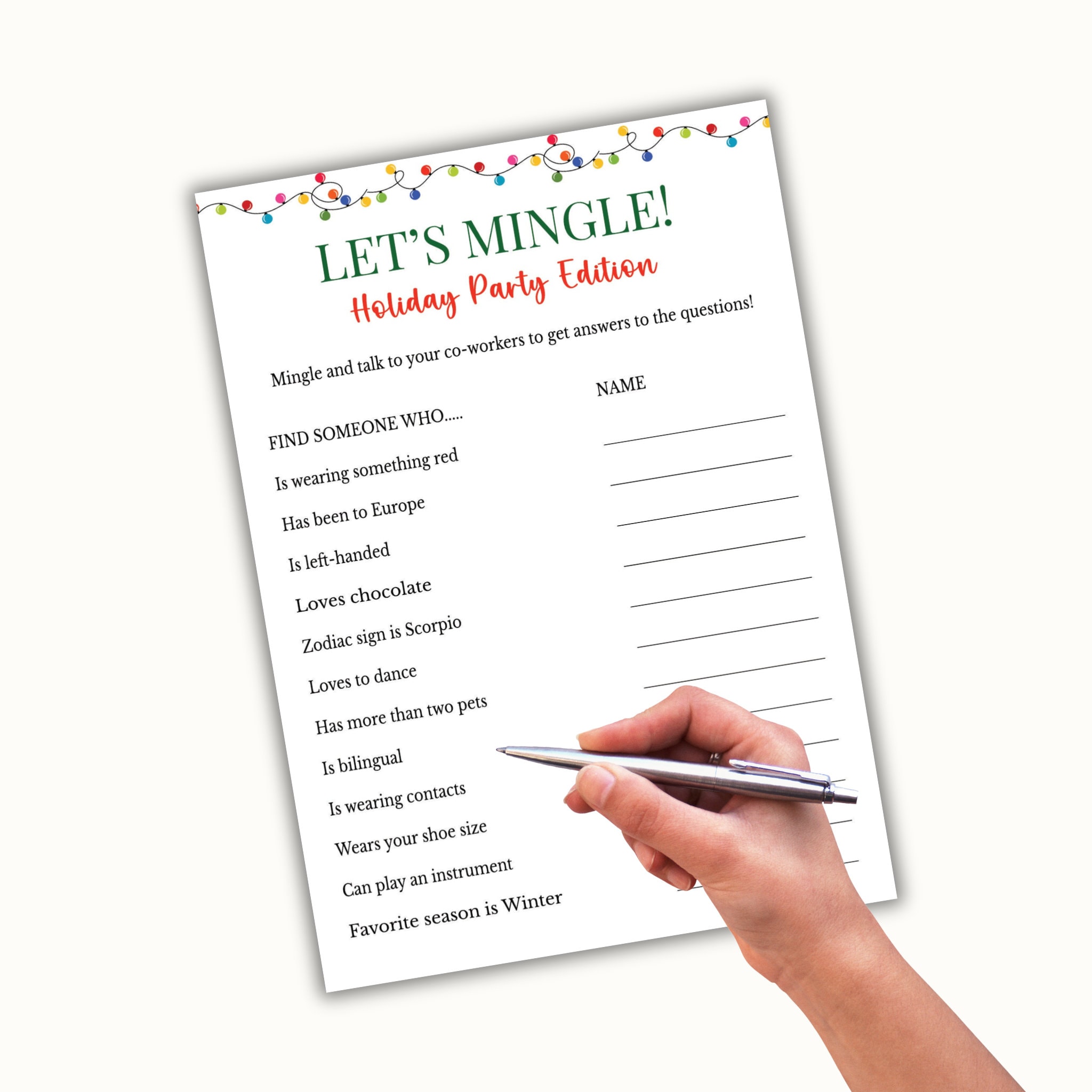 Christmas Let's Mingle Game - Jingle Mingle - Printable Christmas Party ...
