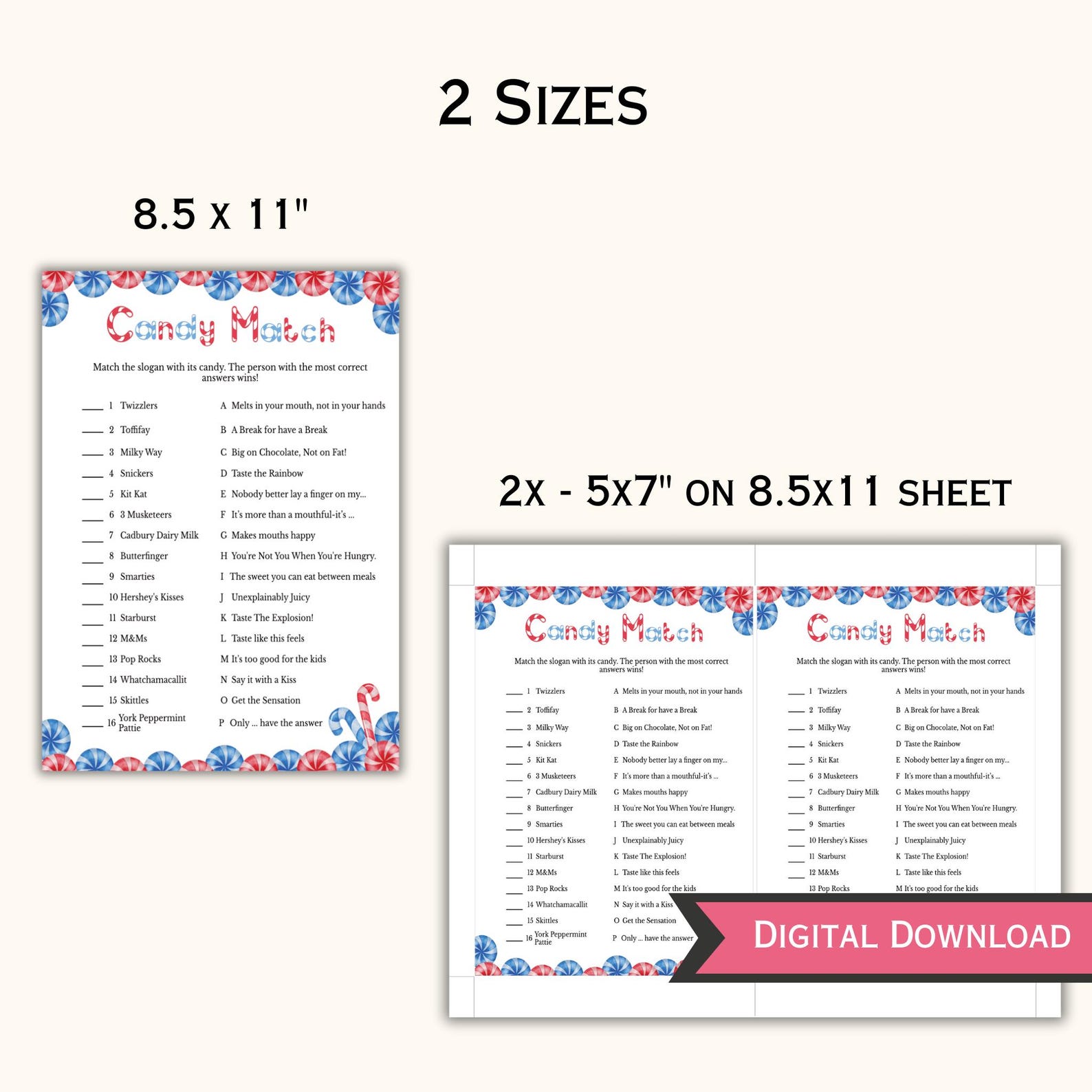 Candy Match Game for Kids & Adults - Birthday Party Games - Fun ...