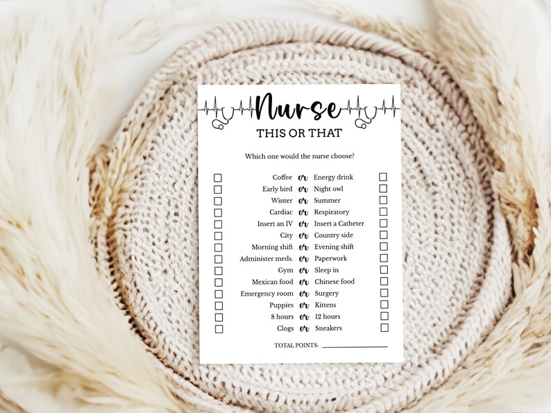 Nurse This or That Game - Printable Nurse Graduation Game - Nurse ...