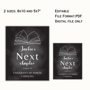 My Next Chapter Starts at - Graduation Party Table Sign - Editable ...