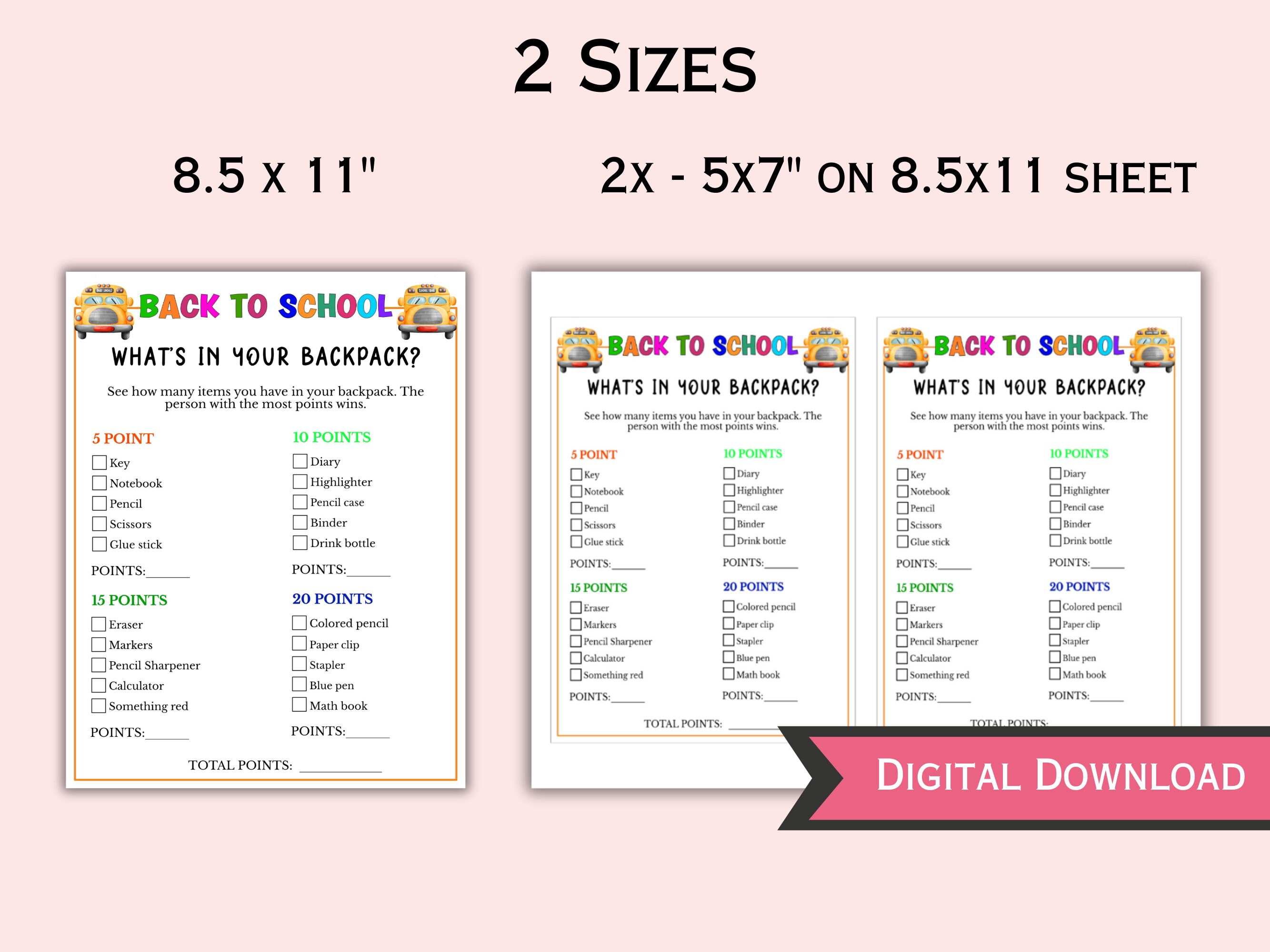 What's in Your Backpack - Printable Back to School Game - First Day of ...