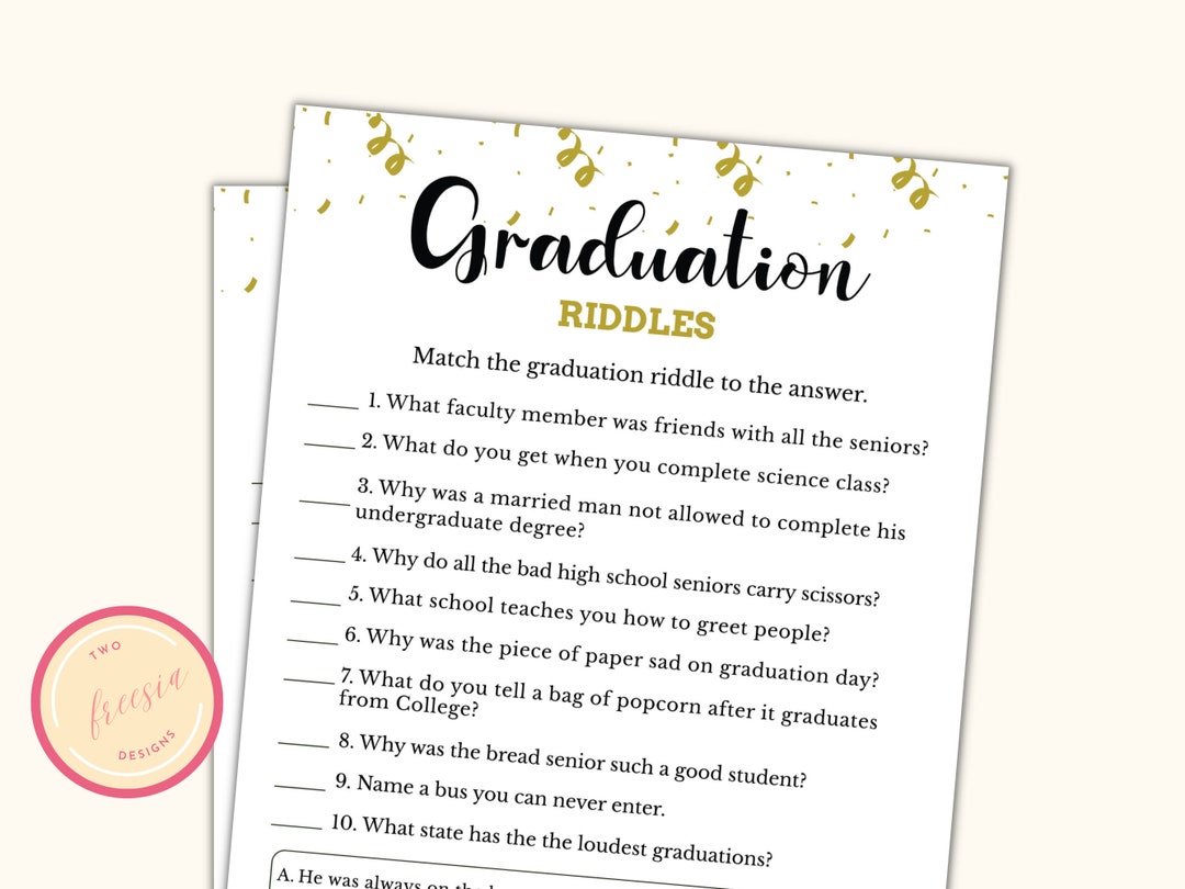 Graduation Riddles Game - Printable Graduation Games - 2023 Graduation ...
