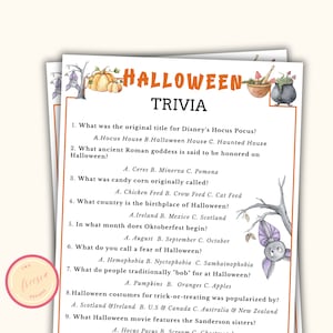 Halloween Trivia Game - Printable Halloween Party Game for Teens and ...