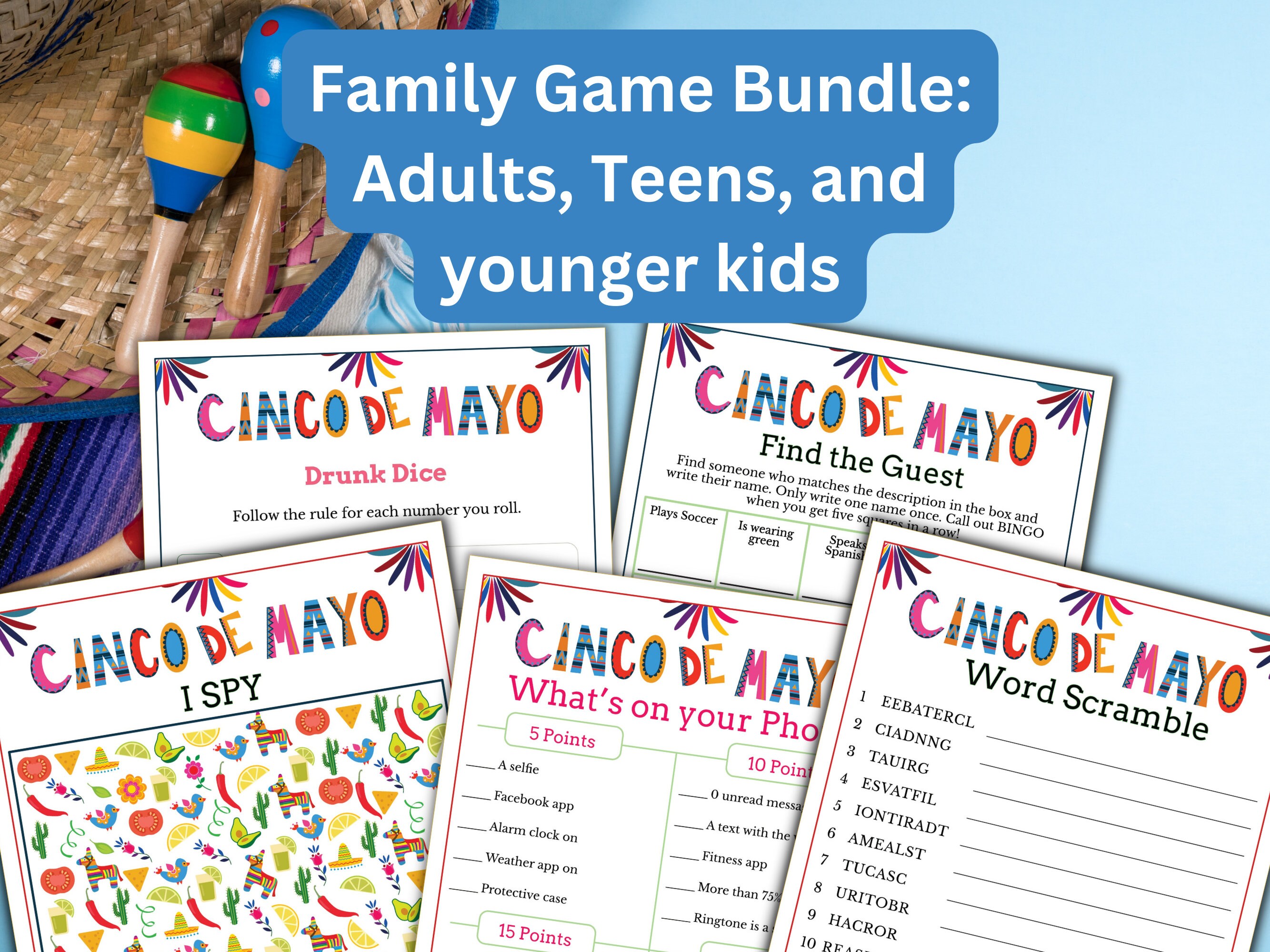 24 Cinco De Mayo Game Bundle for Kids & Adults Mexican Game - Etsy