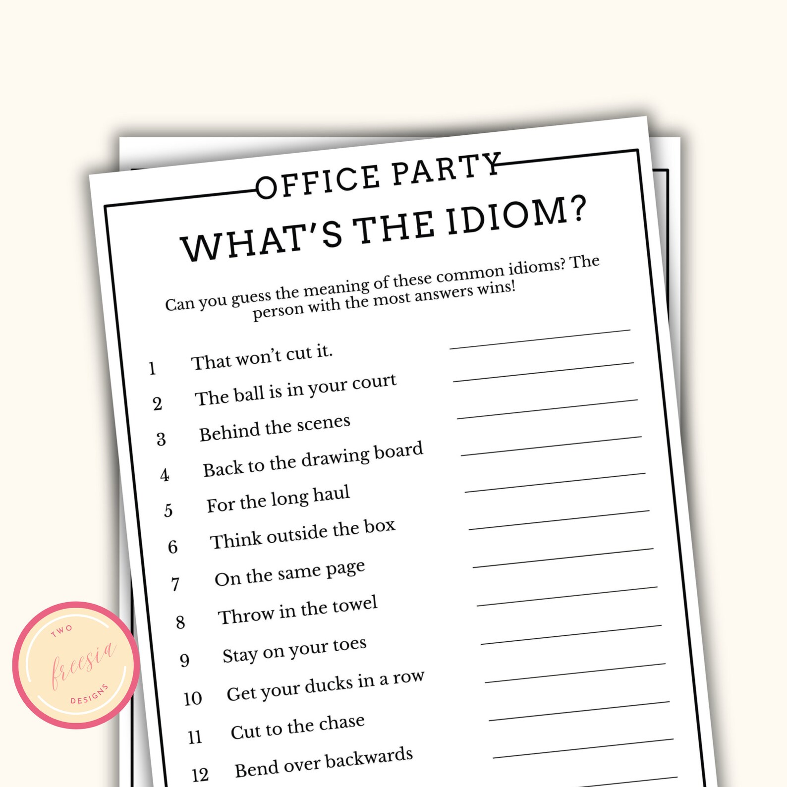 Workplace Jargon Match Game - Office Idioms - Work Party Game for Team ...
