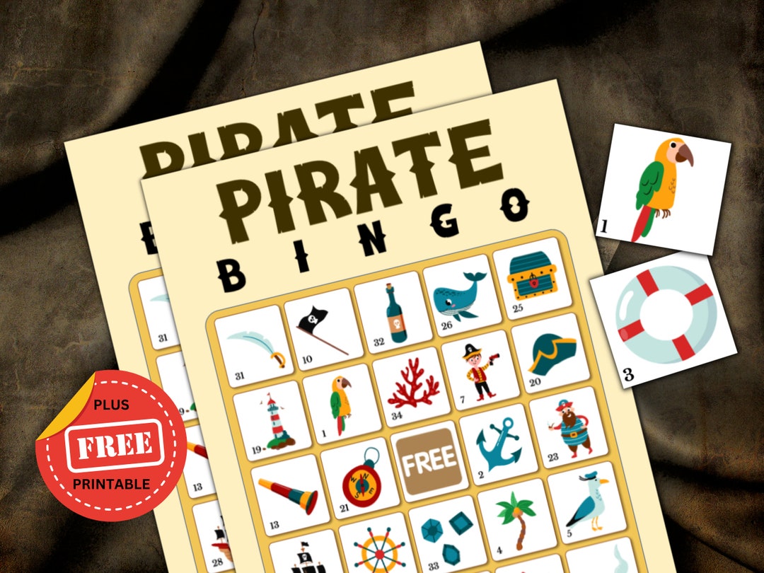 Pirate Bingo Cards - Printable Pirate Bingo Cards for Kids Birthday ...
